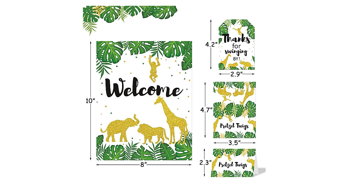 Gold Safari Party Favors: Jungle Animal Birthday Decorations