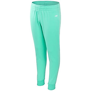 New Balance Girls' Jogger Set - Short Sleeve Performance T-Shirt and Sweatpants (7-16), Size 7-8, White Mint