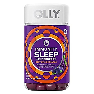 Olly Immunity Sleep Gummy, Melatonin, Elderberry, Echinacea, Zinc and Vitamin C, Sleep Aid (80 Gummies)