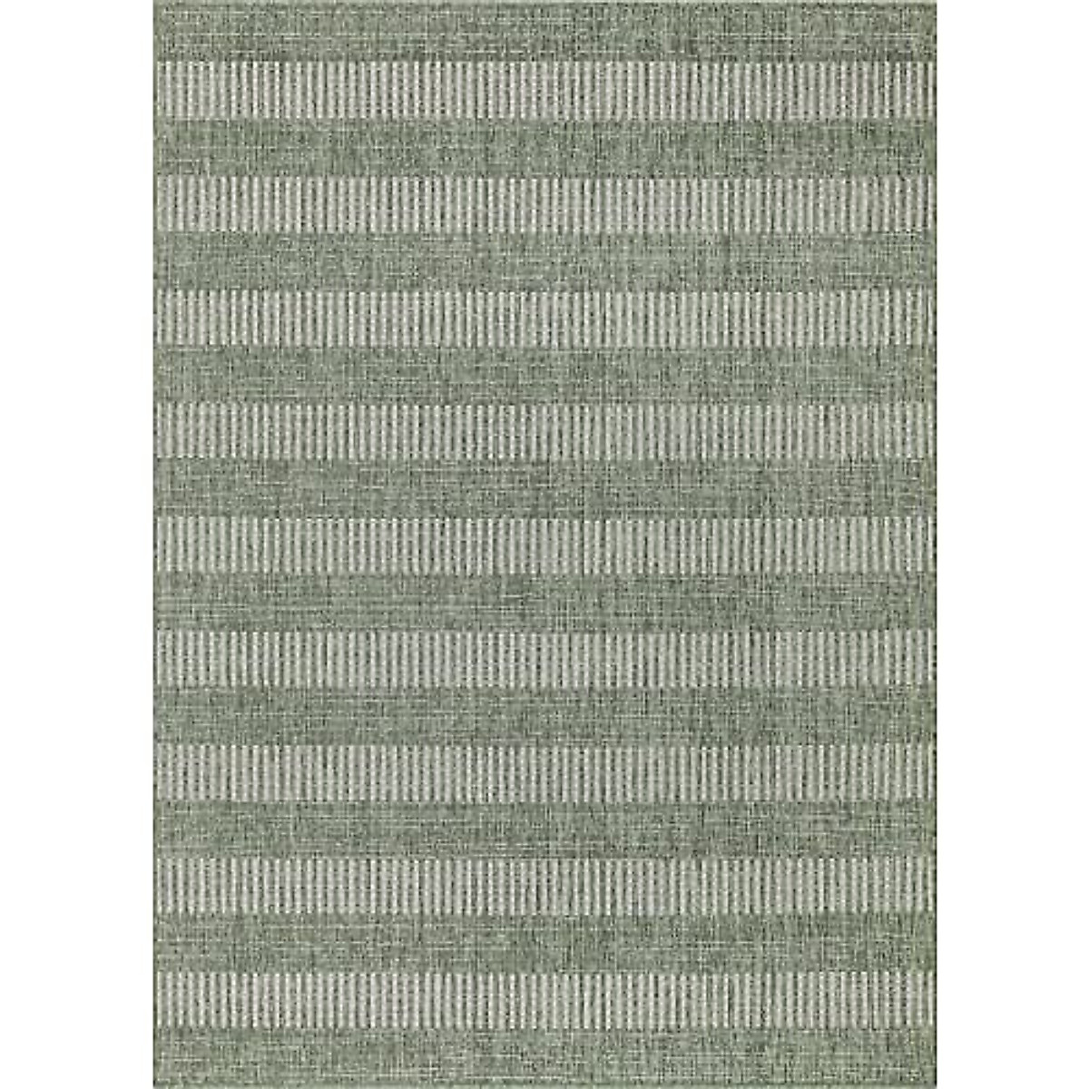 Well Woven Medusa Stria 5'3" x 7'3" Green Stripes Indoor/Outdoor Flat-Weave Area Rug