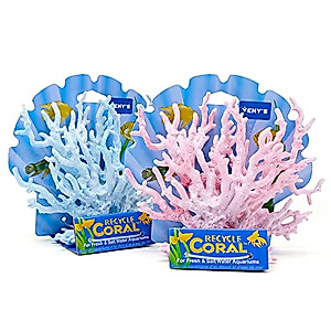 BLLREMIPSUR 2 PCS Aquarium Coral Ornament, Blue Pink Coral Reef Decor, Artificial Plants Fish Tank Decorations