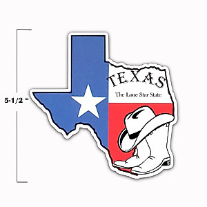Car Bumper Sticker Magnet Sign - 5x5 in. Refrigerator Tool Box Magnets Texas State Map Lone Star State Cowboy Boots