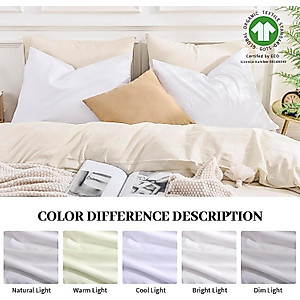 NEXHOME PRO 100% Organic Cotton Queen Pillowcases Set of 2, Envelope Closure Linen Feel Textured Natural, Soft and Durable, Premium Cooling Pillow Cases for Bed (20x30 inch, White)