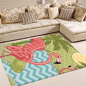 Flamingo Pink Area Rug,Summer Door Mat Flamingo,Tropical Flamingo Carpet for Classroom for Living Room Bedroom Anti-Skid Flamingo Rug Carpet Floor Mat Kitchen Rugs, Flamingo Gifts
