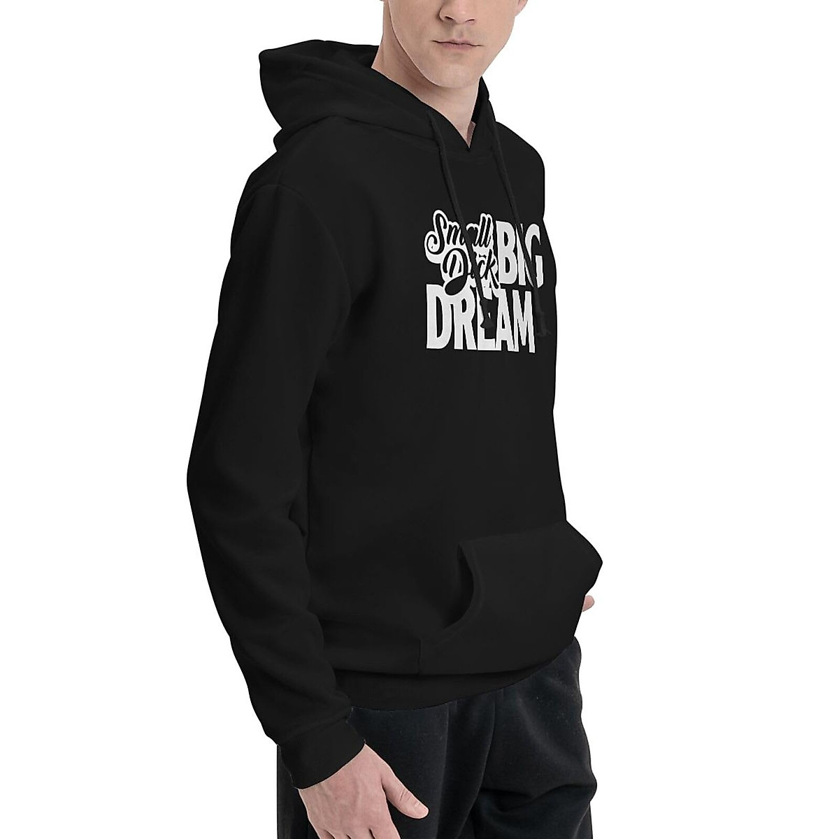 fwoeqiz Small Dick Big Dreams Mens Hoodie With Pocket Funny Warm Long Sleeve Pullover Sweatshirt Large Black