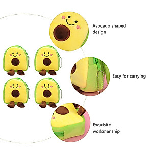 NUOBESTY 4pcs Avocado Plush Purse Wallet Cartoon Fruit Zipper Coin Bag Novelty Handbags Change Purse with Keychain