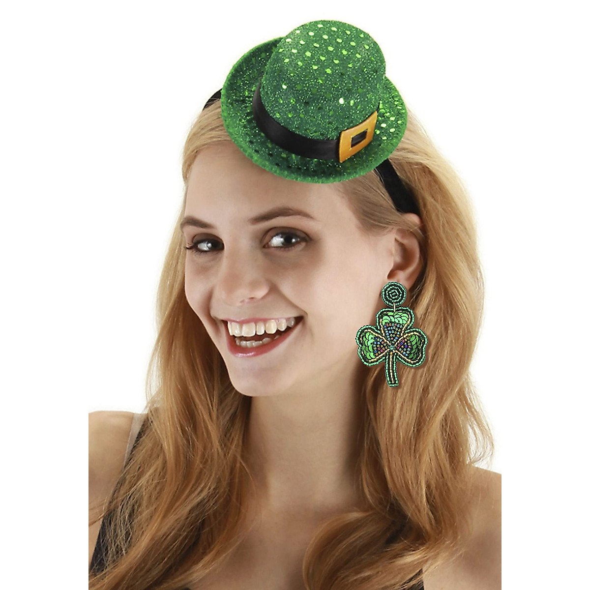 St Patrick's Day Earrings Handmade Shamrock Beaded Dangle Earrings Funny Irish Green Lucky Clover Drop Earrings for Women Holiday Party Jewelry Gifts