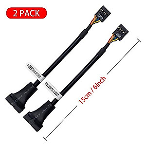 Duttek USB 3.0 Header to USB 2.0,USB 3.0 to USB 2.0 Motherboard Adapter Cable,19 Pin USB3.0 Male to 9 Pin USB2.0 Female Motherboard Cable Adapter Converter 6 inch/15cm (2-Pack)