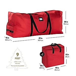 Zober 3-Pack Christmas Artificial Tree Storage Bag and Two Garland Bags; Holiday Tree Storage for Trees Up to 9 ft, Includes Card Slot, Dual Zipper, and Carry Handles; Tearproof 600D Oxford Material