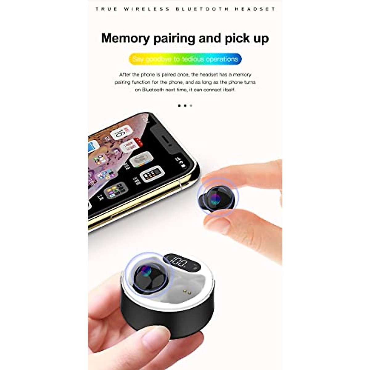 Loluka Invisible Earbuds LED Power Display Wireless Waterproof Touch Control Tiny Earbuds for Small Ears Bluetooth 5.0 Smallest for Music