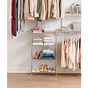 Rubbermaid 4-Tier Heavy Duty Wire Shelf, Satin Nickel, Easy Assemble with Hardware Included, for Food/Laundry/Closet Home Storage Use