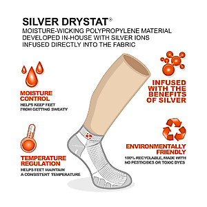 Vitalsox Tennis Ghost No Show Socks, White/Silver, Medium