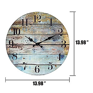 Stonebriar Vintage Farmhouse Wooden 14 Inch Round Battery Operated Hanging Wall Clock
