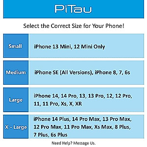 PiTau Holster for iPhone SE, iPhone 8, 7, 6s, 6 Cell Phone Belt Holder Case with Belt Clip, Belt Loop Carrying Pouch Cover (Fits iPhone SE, 8 7 with Otterbox, Battery Case on) Black Medium Size