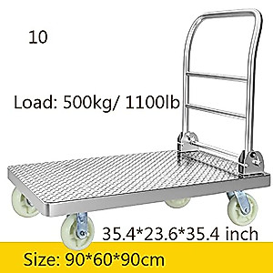 Generic Platform Hand Truck Steel Platform Truck with Foldable Handle Easy Storage Rolling Flatbed Cart for Home Office Warehouse Moving Hand Truck Foldable (Size : 90 Nylon)