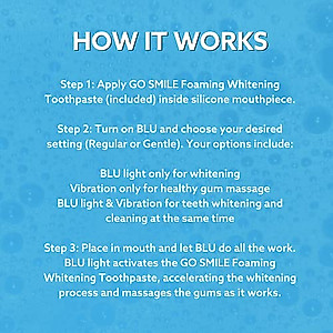 GO SMILE BLU Foaming Whitening Toothpaste for Blue-Light Toothbrushes, Light Activated Stain Removal & Enamel Whitening Formula to Freshen Breath & Clean Teeth Without Sensitivity, Mint Flavor 2.3 oz