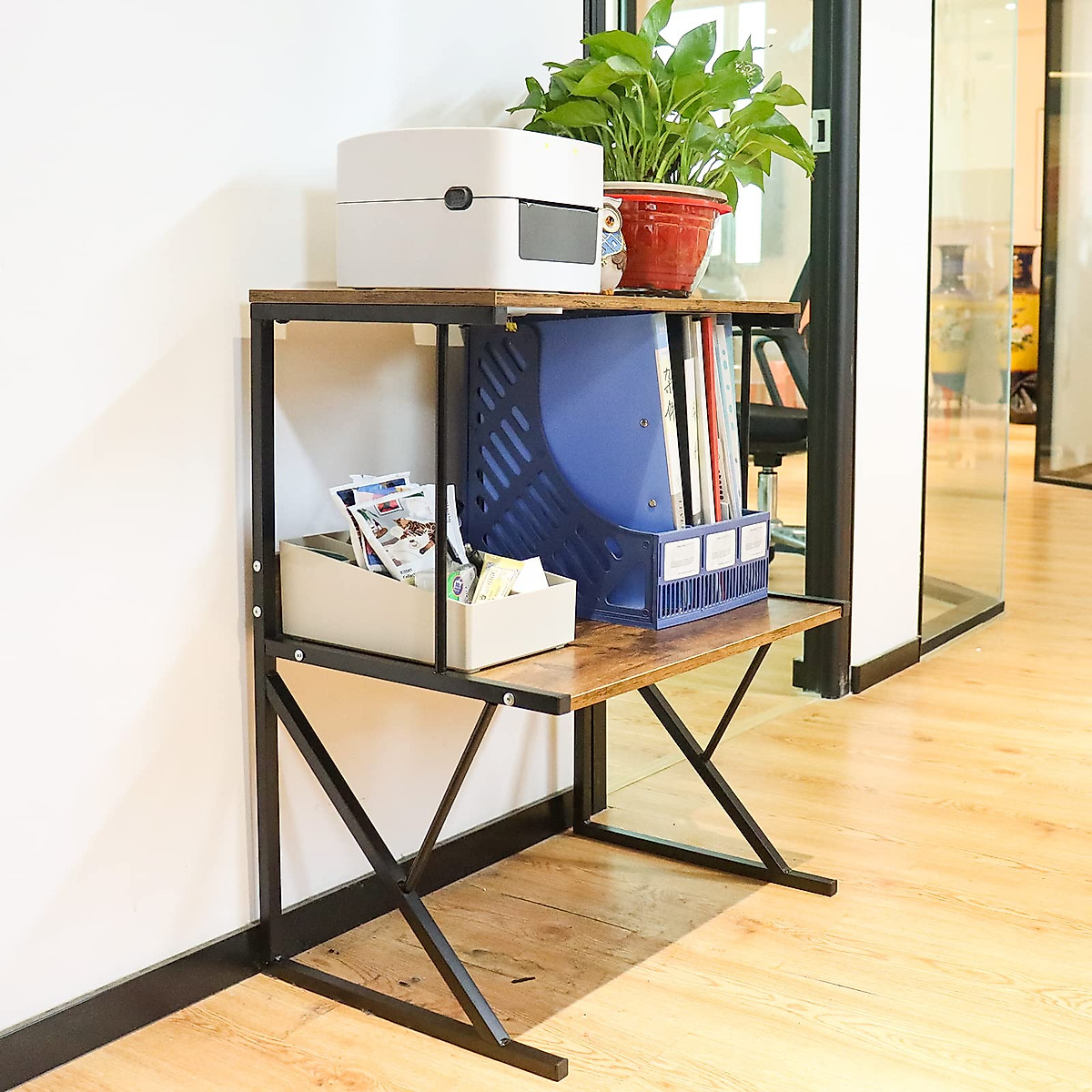 aboxoo Printer Stand 3 Tiers Organizer Shelves Large Size High Capacity Storage Desk Shelves for Home Office Printer Fax Book Heavy Duty Rack