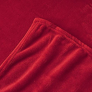 RUIKASI Fleece Throw Blanket Single - Plush Fuzzy Flannel Blanket Red for Single Size Bed, Super Soft Warm Blanket for Sofa and Couch, Fluffy Blanket 50x60 Inches
