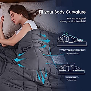 TOPCEE Weighted Blanket (15lbs 48"x72" Twin Size) Cooling Breathable Heavy Blanket Microfiber Material with Glass Beads Big Blanket for Adult All-Season Summer Fall Winter Soft Thick Comfort Blanket
