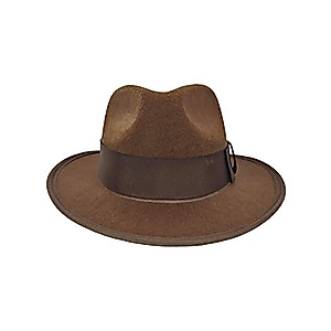 Nicky Bigs Novelties Adult Brown Adventurer Fedora Hat - Mobster Felt Panama Hats - Gatsby Halloween Costume Accessory, Brown, One Size
