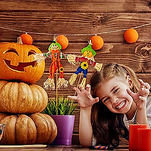 6 Pieces Mini Scarecrow on a Stick Fall Decoration Small Scarecrow Thanksgiving Decor Autumn Fall Harvest Standing Scarecrow Decor for Autumn, Halloween, Thanksgiving, Garden, Home, Yard, Porch()