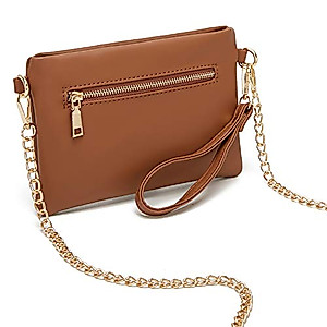 forestfish Black Clutch Purses For Women, Leather Small Crossbody Bags Evening Bags With Wrist Strap Shoulder Strap