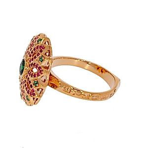 ETHNIQ Carrington Collection Floral Rings adorned with Ruby & Emerald Cubic Zirconia Gift Ideas for Finance Girlfriend Mother Women's Ring size 5.5