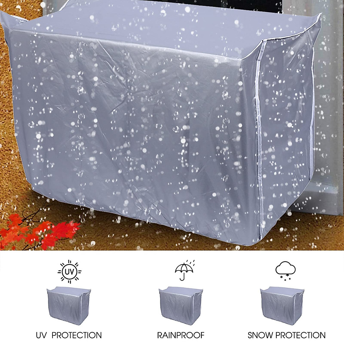 BORDSTRACT Air Conditioner Covers for Outside Units, Outside Air Conditioner Cover Heat Pump Cover, Waterproof Sunproof Thermopompe Cover (33.86x12.6x22 Inch)