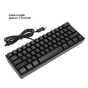 Garsentx RGB Backlit Gaming Keyboard, USB Wired Keyboard with 61 Keys, Easy Connect to Laptop and Desktop, for Home and Office Use, Plug and Play, Wear‑Resistant and Durable, Black