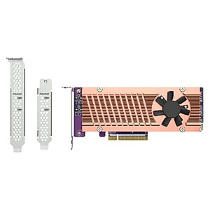 QNAP QM2-2P-384A Dual M.2 PCIe SSD Expansion Card, Supports up to Two M.2 2280/22110 Form Factor M.2 PCIe (Gen3 x4) SSDs, PCIe Gen3 x8 Host Interface, Low-Profile Bracket pre-Loaded, 2 x SSD