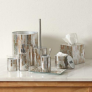 KMwares Decorative Wastebasket/Trash Can/Garbage Can for Home Accent, Kitchen, Bathroom Accessories, Office Decoration - Mosaic Glass