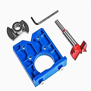 Mekek 35mm Concealed Hinge Jig kit, Hinge Hole Jig Drill Guide Set with Door Hole Opener, Concealed Hinges Guide Door Saw Cabinet Accessories Tool