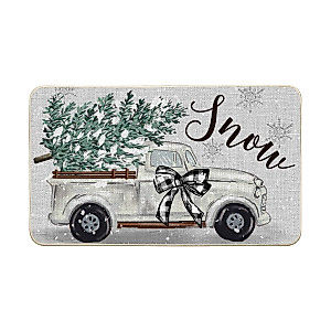 Artoid Mode Truck Xmas Tree Winter Doormat, Christmas Home Decor Low-Profile Switch Rug Door Mat Floor Mat for Indoor Outdoor 17x29 Inch