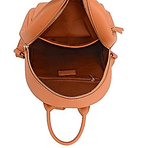 DAVID JONES Paris Women Fashion Rucksack Plain Solid Color Backpack - Cognac