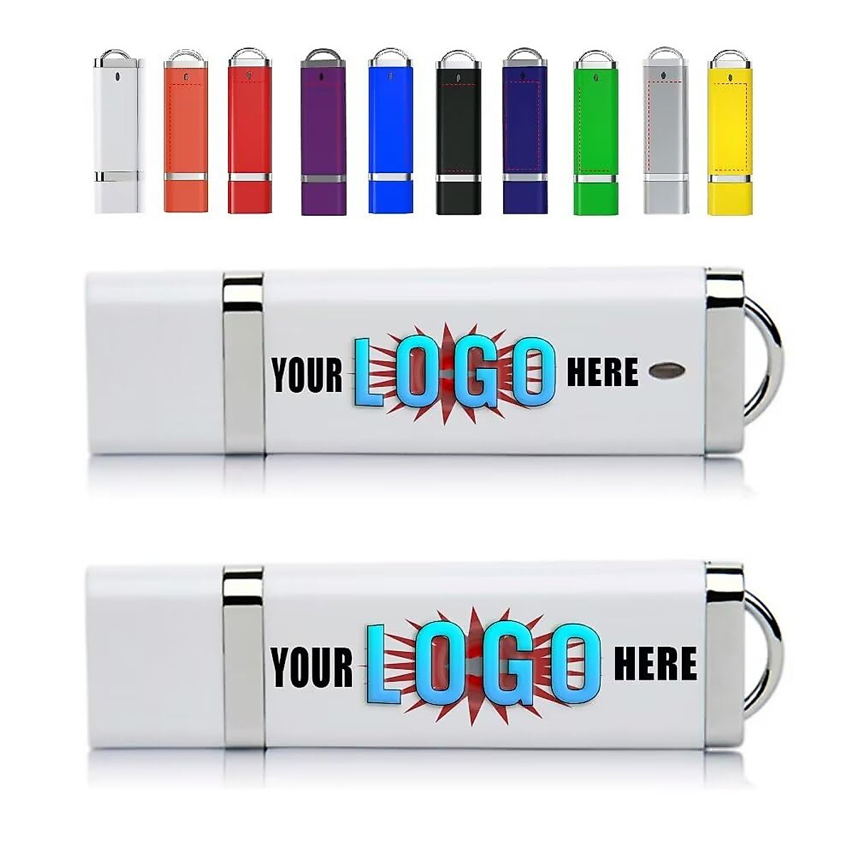 50pcs 128MB Custom USB Flash Drive with Personalized Logo for Promotion, Customized USB Thumb Drive, Bespoke Bulk Zip Drive (10 color options)