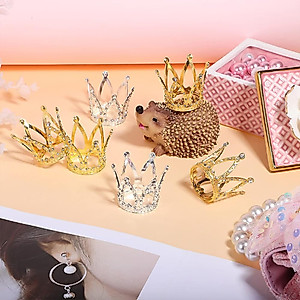 Fulanfudi 16pcs Mini Crown Cake Topper Crown Tiara Cake Topper Baby Princess Tiara Crown Rhinestone Crown Cake Decorations for Baby Shower Princess Themed Birthday Wedding Party(Gold)