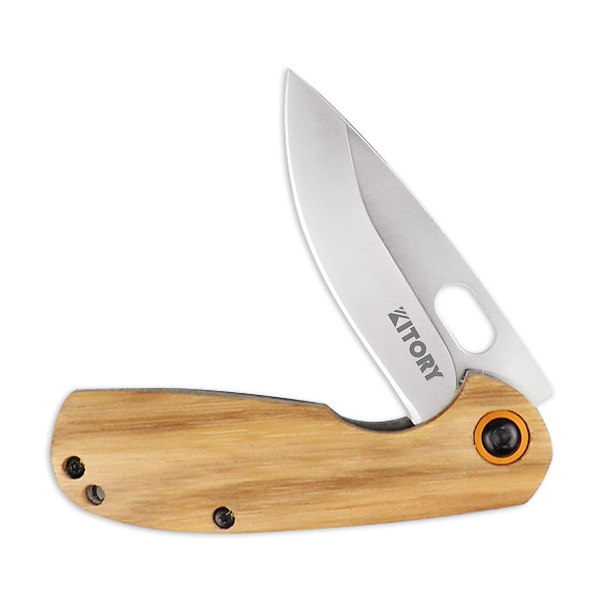 Kitory Pocket Knife 2.7"- EDC- Small Cute Folding Knife, D2 Stainless Sharp Blade with thick Wood Handle with Lanyard Hole, 2023 Gifts For Women and Men