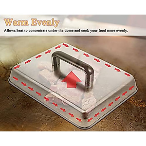 MOASKER 14 Inch Rectangular Melting Dome & Grill Press Kit for Blackstone Accessories, Stainless Steel Cheese Basting Cover and Cast Iron Bacon Burger Press for Flat Top Griddle Grill