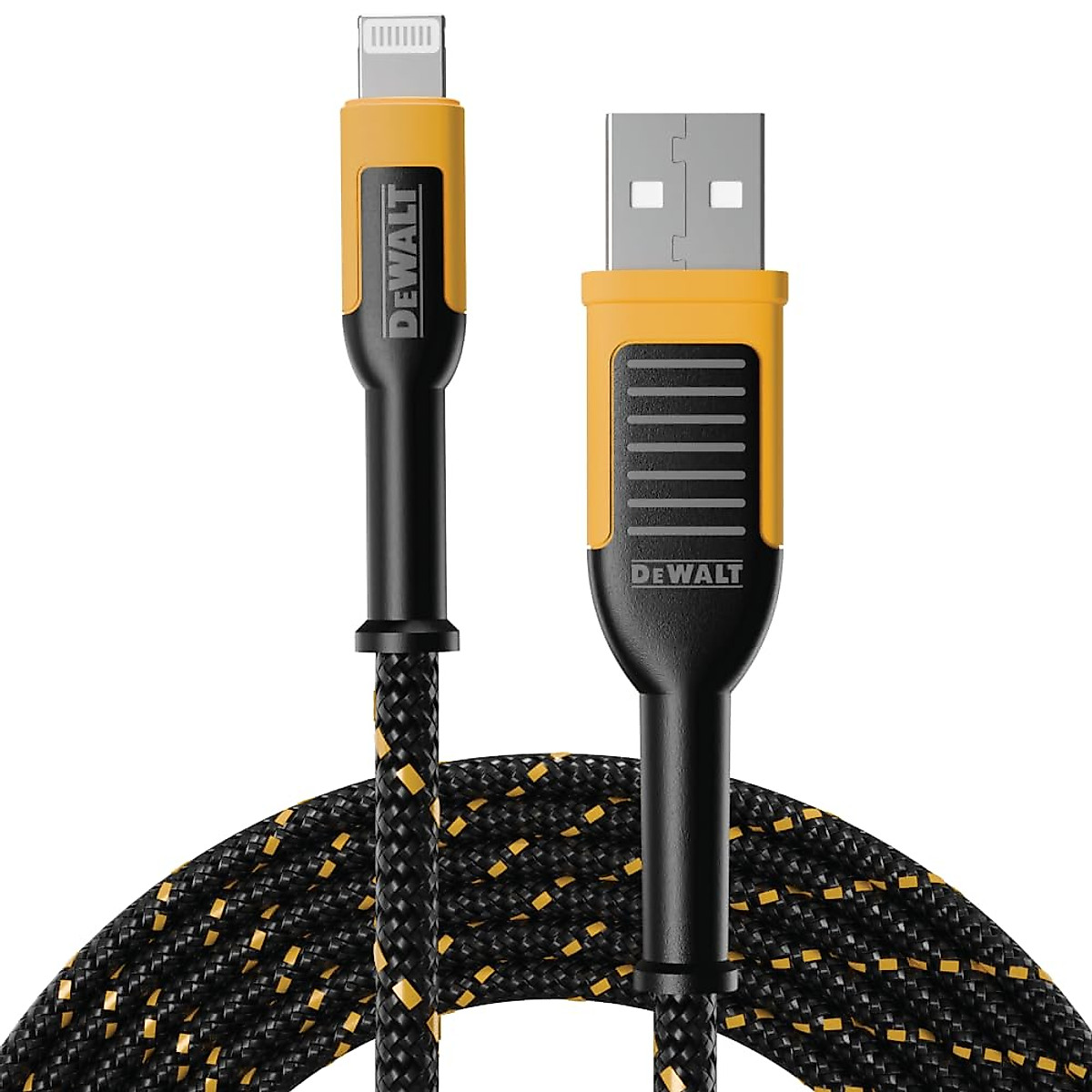 DEWALT Lightning to USB Cable — Reinforced Braided Cable for Lightning — Charger Cord Compatible with iPhone — Apple Compatible Charging Cable… (USB A to Lightning, 10 Foot)