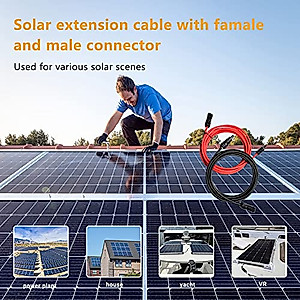 Triproton 1500V 10 feet 10AWG Solar Panel Extension Cable with IP68 Female and Male Connector Waterproof Adaptor Kit (10FT)