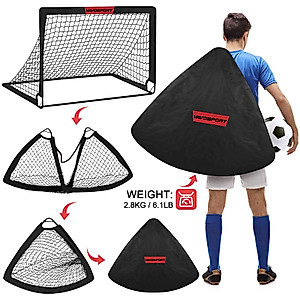 Kids Soccer Goals for Backyard Set - 2 of 4' x 3' Portable Soccer Goal Training Equipment, Pop Up Toddler Soccer Net with Soccer Ball, Soccer Set for Kids and Youth Games, Sports