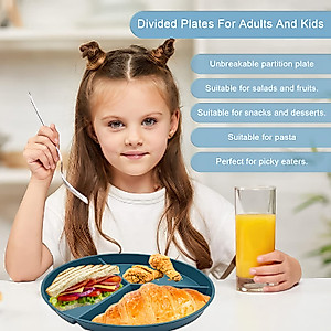 DYB DONGYONGBAO Portion Control Plate 9.6 Inch 8Piece, Divided Plates For Adults With 3 Compartments, Microwave And Dishwasher Safe，Suitable For Adult Weight Loss