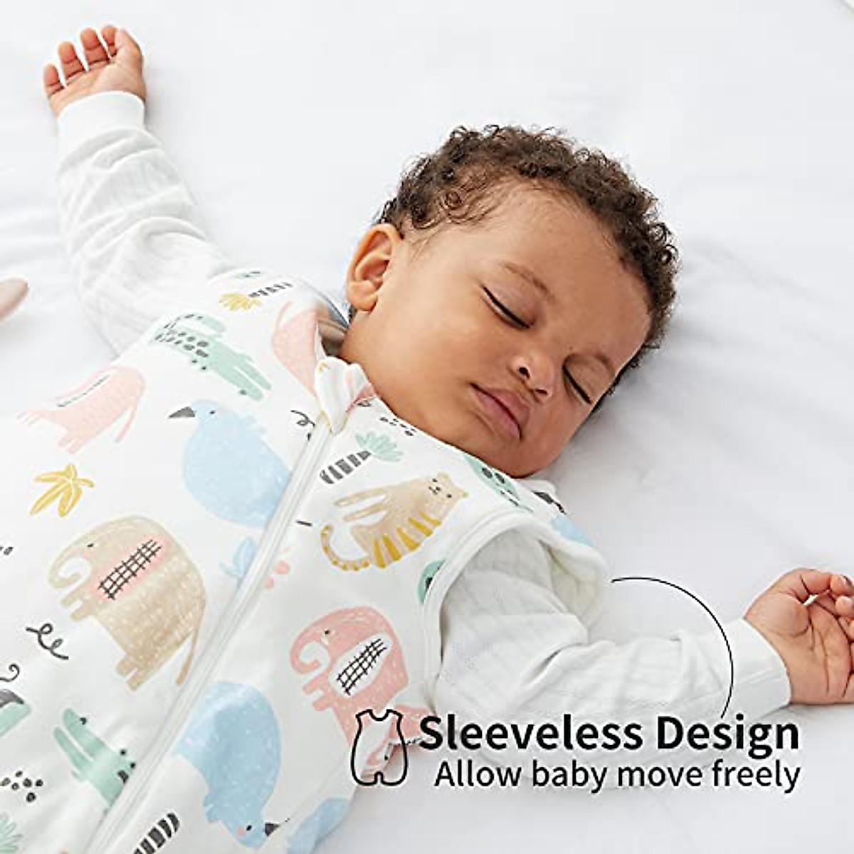 Duomiaomiao Baby Sleep Sack 12-24 Months 100% Cotton 1.5 TOG Four Season Baby Wearable Blanket, Breathable Comfy Toddler Sleeping Sack