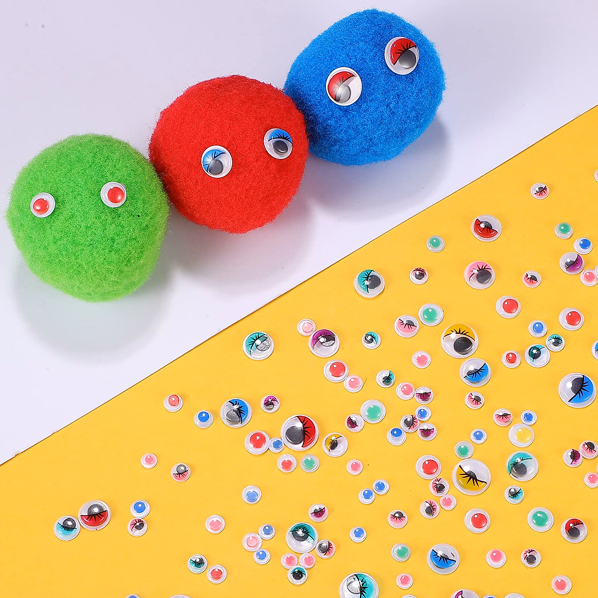 HOMSFOU 600pcs Googly Wiggle Eyes, Self-Adhesive Wobbly Eyes with Multi Colors and Sizes for DIY Craft