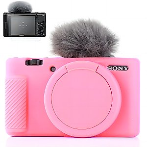 Yisau Camera Case for Sony ZV-1, Sony ZV1 Camera Case Digital Camera Anti-Scratch Slim Fit Soft Dslr Camera Sleeve with ZV1 Screen Protector (Pink)