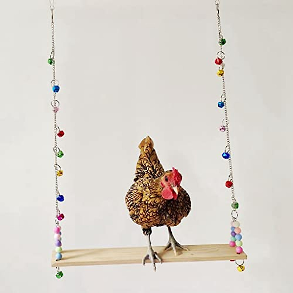 Chicken Swing Toys Chicken Stand Perch Toy Handmade Bird Swing Toy for Poultry Run Rooster Hens Chicks Pet Parrots