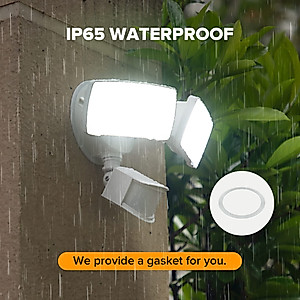LUTEC 38W 3500 Lumen LED Motion Activated Integrated Dual-Head Floodlight Outdoor with Motion Sensor, 5000K Daylight, Dusk to Dawn, Exterior Security Wall Light for Patio, Garden, Yard(White)