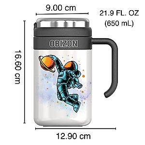 OBIZAN Personalized Tumbler Photo Mug - Insulated Custom Tumbler Coffee Mug with Photo, Text, Logo - Customized Gift Flask - 20oz Stainless Steel - Double Walled Travel Thermos with Handle