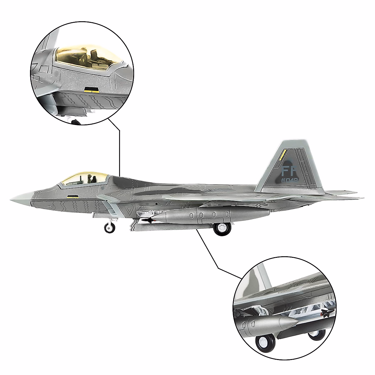 HANGHANG 1/100 Scale F-22 Raptor Airplane Model Diecast Military Fighter Plane Model for Collection and Gift