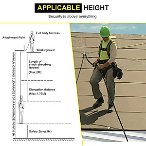 Vertical Lifeline Rope Assembly 25 ft with Rope Grab Snap Hooks Shock Absorber CE Standard for Fall Protection Roofing Safety Equipment Tools Rope Kits